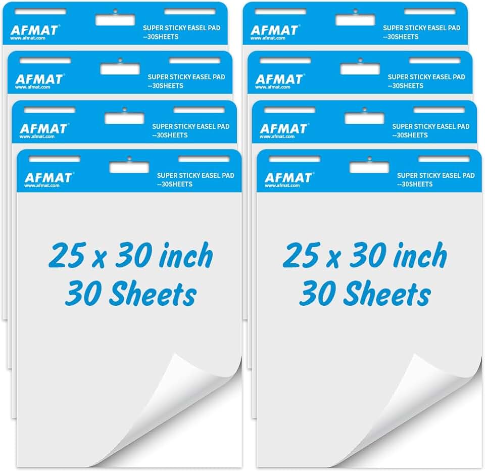 AFMAT Chart Paper for Teachers, 8 Pads, Sticky Easel Pads, Upgraded ...