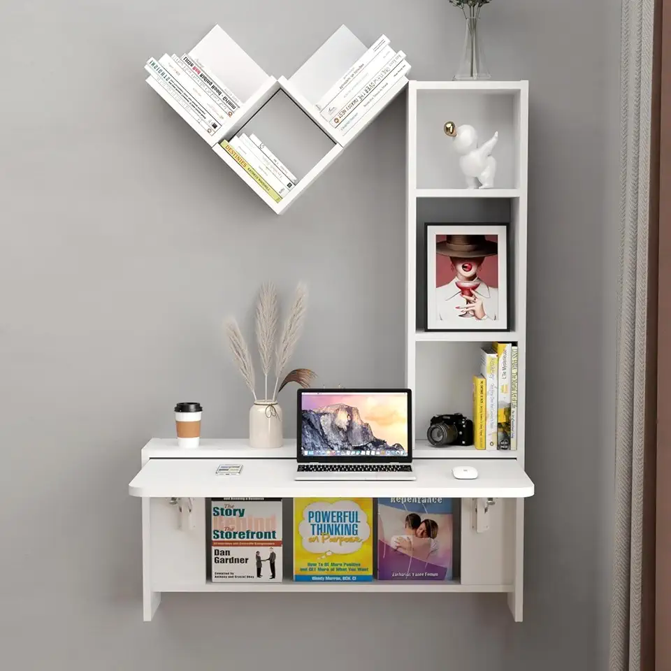 Folding Wall Mounted Drop Leaf Table, Foldable Desk with Moveable ...