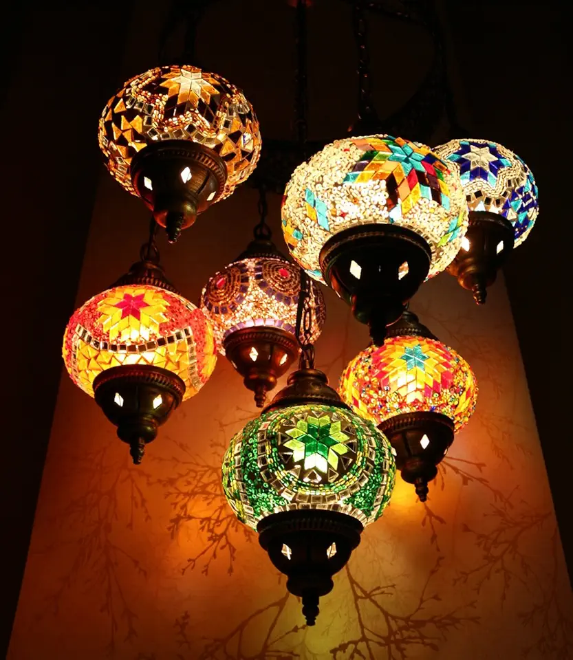 Multicolour Tiffany Turkish Moroccan Style Mosaic Hanging Light Hand ...