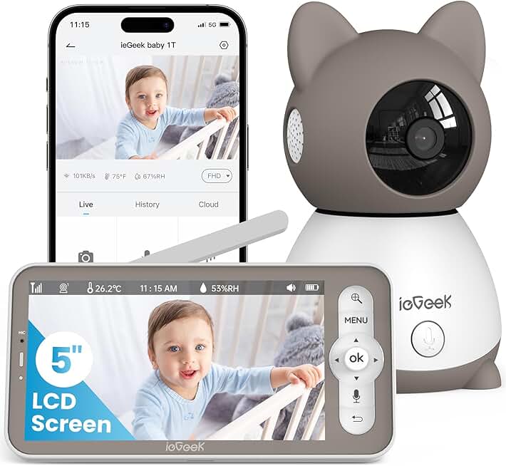 Baby Monitor with 2K Camera and Audio - Video Monitor with 5" Screen ...