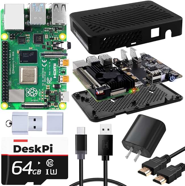 GeeekPi Starter Kit for Raspberry Pi 4 8GB - 64GB Edition, DeskPi Lite ...