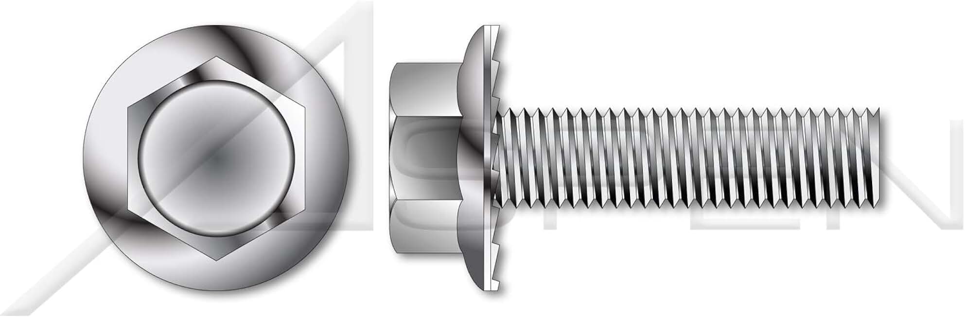 (50 pcs) M12-1.75 X 40mm, Thread=30mm, DIN 6921, Metric, Flange Bolts ...