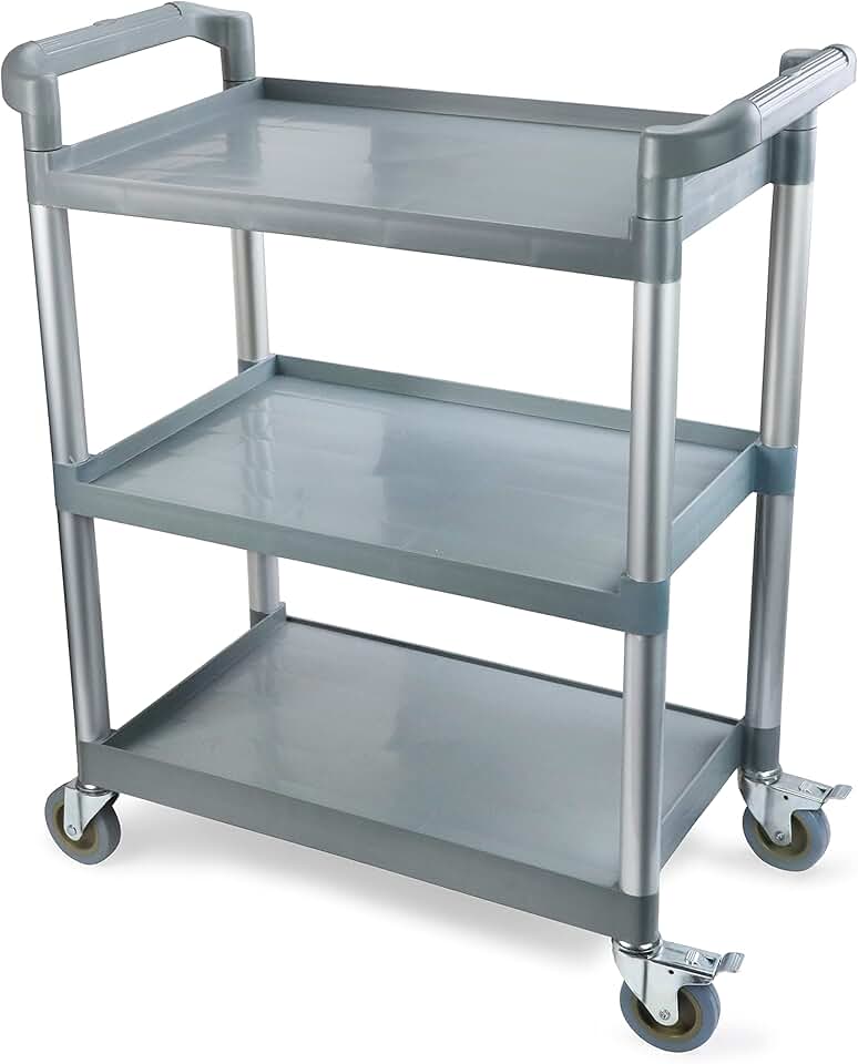 New Star Foodservice 54545 250-Pound Plastic 3-Tier Utility Bus Cart ...