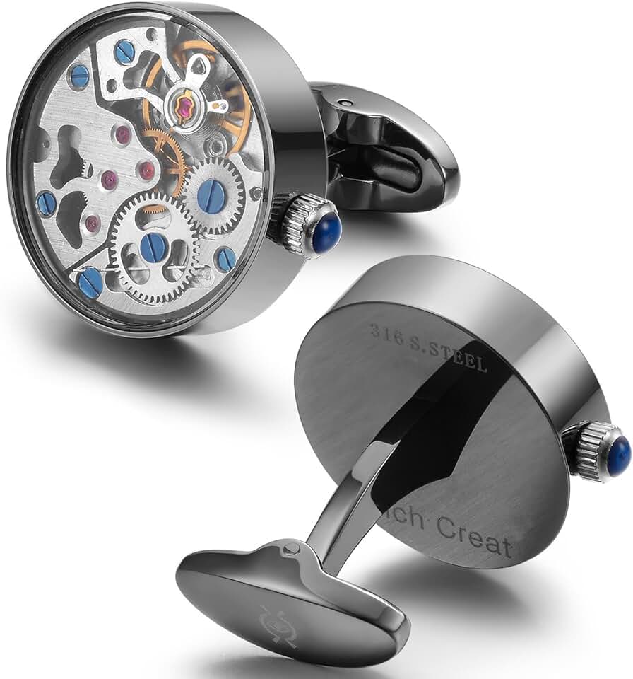 Stainless Steel Silver Working Mechanical Movement Cufflinks/Unique ...