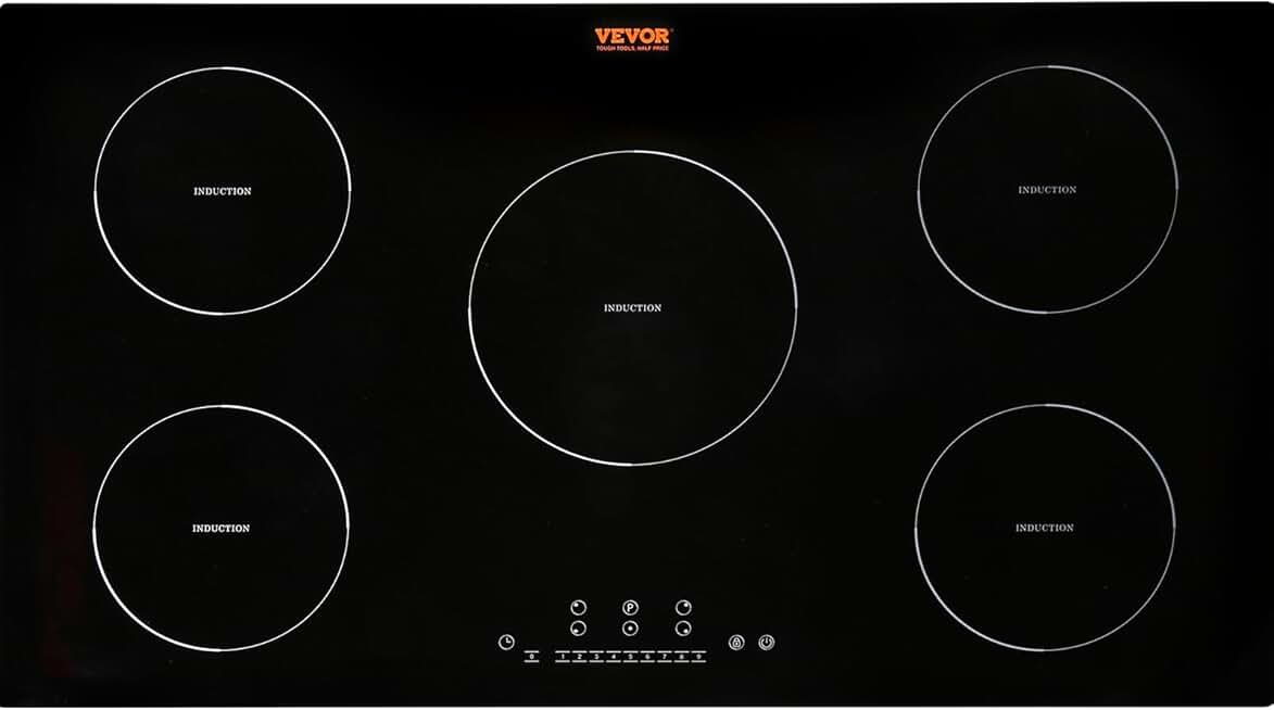 VEVOR Electric Cooktop, 5 Burners, 36'' Induction Stove Top, Built-in ...