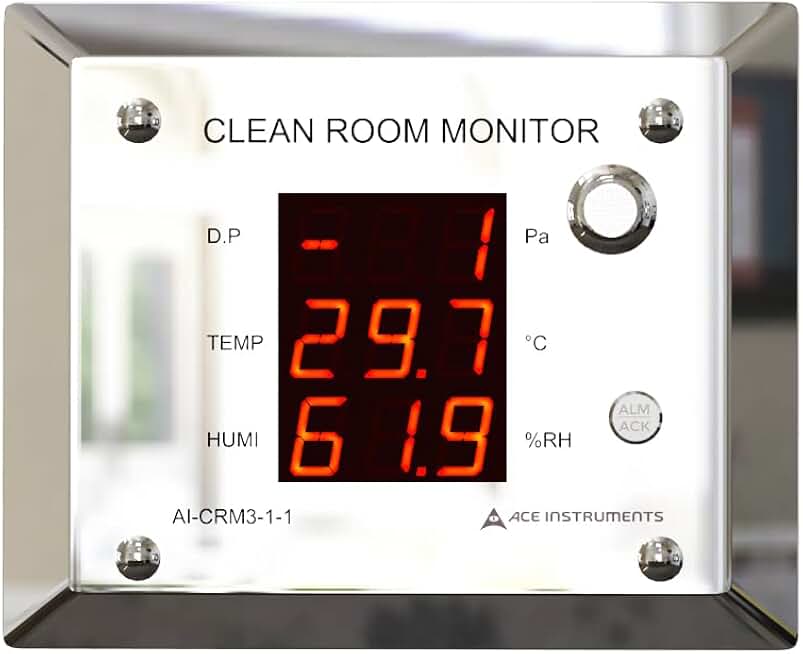 Clean Room Monitor (3 in 1) for Pharma Clean Rooms, Hospital Operation Theatre Rooms, Isolation ...
