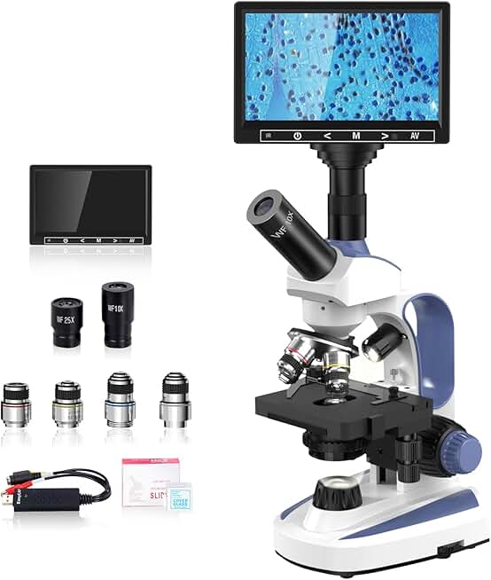 Upgrade Lab Compound Monocular Microscope with 40X-2500X, Dual-View ...