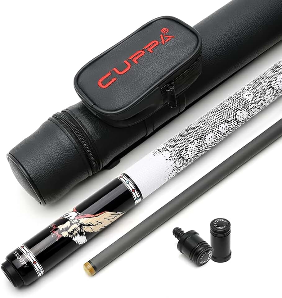 CUPPA Technology Pool Cue with Low Deflection Carbon Fiber Shaft,Black ...