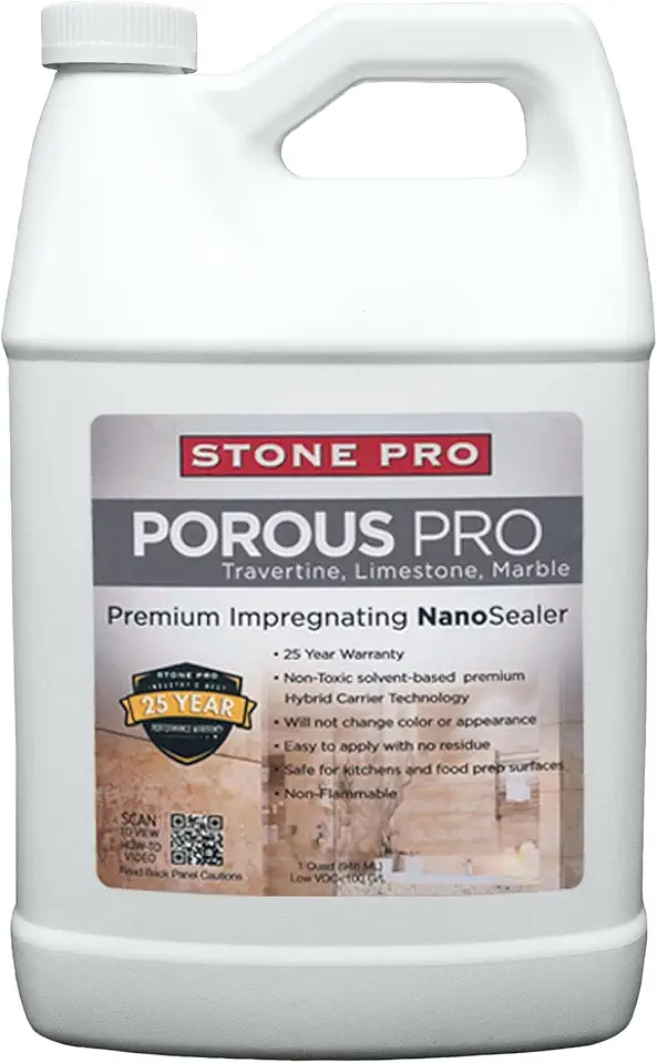 Stone Pro – Porous Pro Sealer (1 Gallon – 128 Fl Oz) (for Sealing Travertine, Limestone, Marble ...