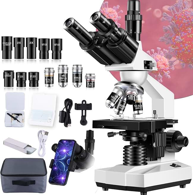 Compound Trinocular Microscope 40X-5000X Magnification, Microscope for ...