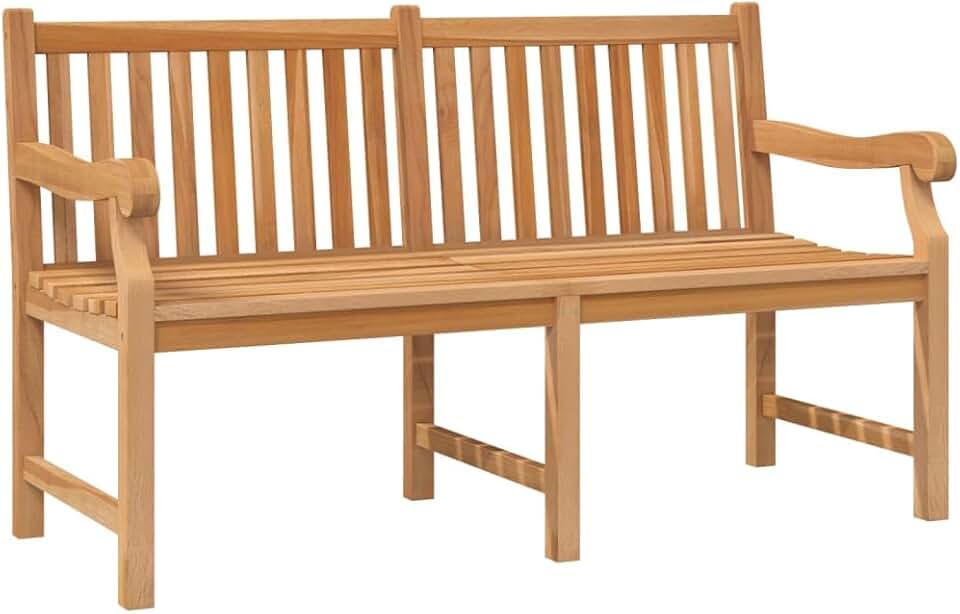 vidaXL Patio Bench - 59.1" Solid Teak Wood - Fine Sanded Finish ...