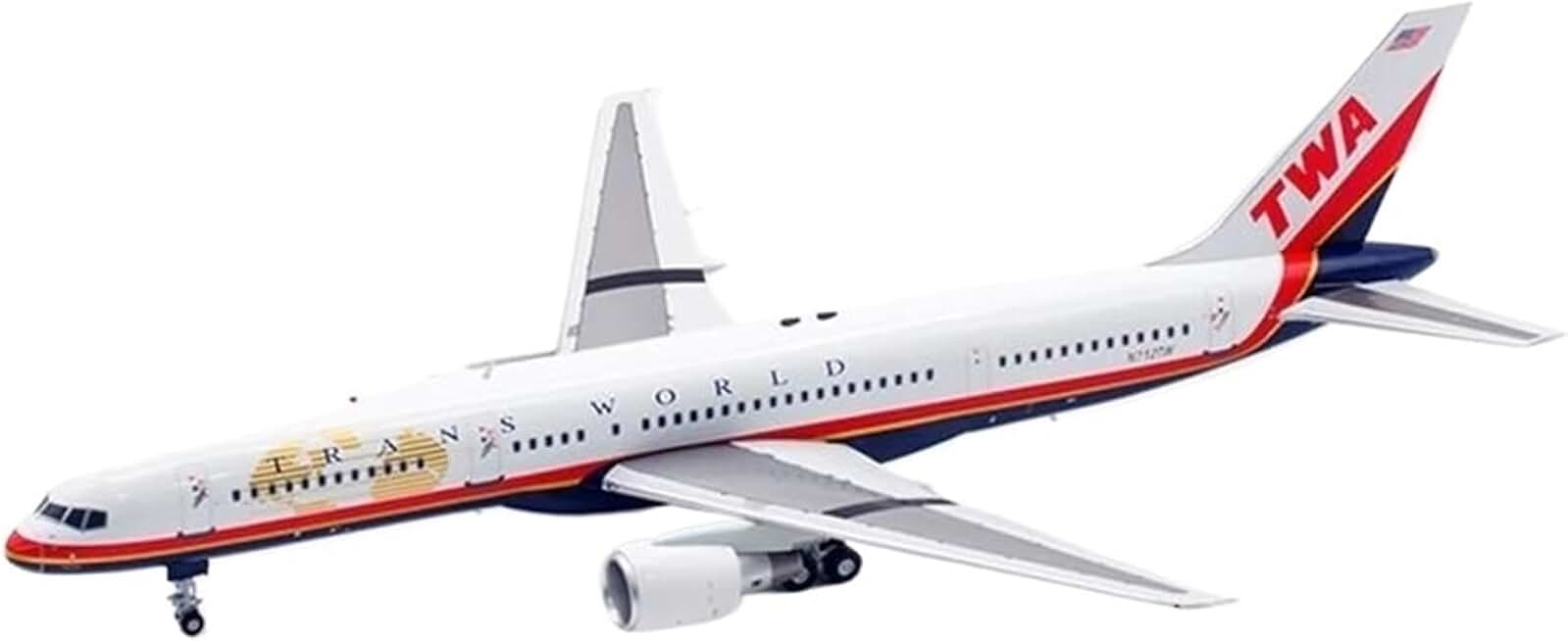diecast Plane Model 1:200 Scale Prefabricated Model for TWA Boeing B757 ...