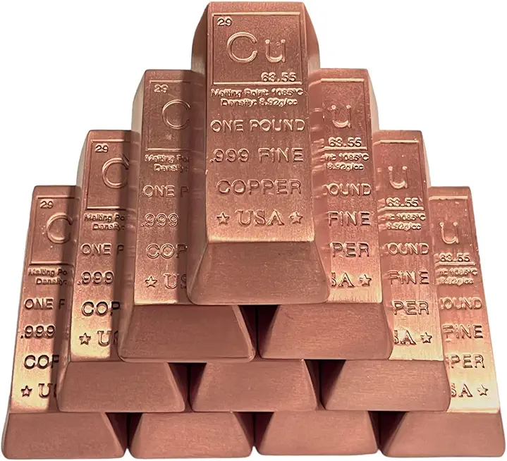 1 Pound lb (16 oz) - Trapezoid Style Copper Bullion Bar Paperweight ...