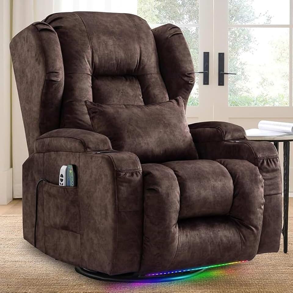 Electric Lift Velvet Recliner Chair with Massage and Heated, 270° Power ...