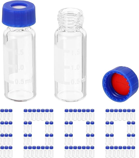 PATIKIL 2ml Autosampler Vial, 1000 Pack Pre-Slit HPLC/GC Vials 9-425 Lab Clear Vials Sample Vial ...