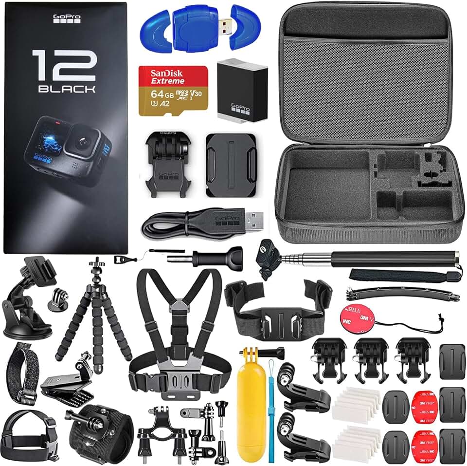 GoPro HERO12 (Hero 12) Black 5.3K, 27MP Photo Waterproof Action Camera ...