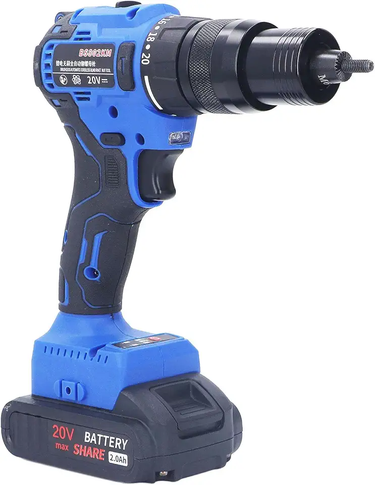 Electric Rivet Gun Kit, Fully Automatic Nut Rivet Tool Handheld Battery ...