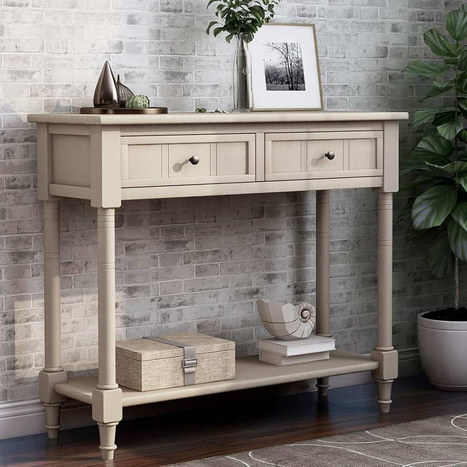 KELRIA Traditional Design Console w/Two Storage Drawers and Bottom ...