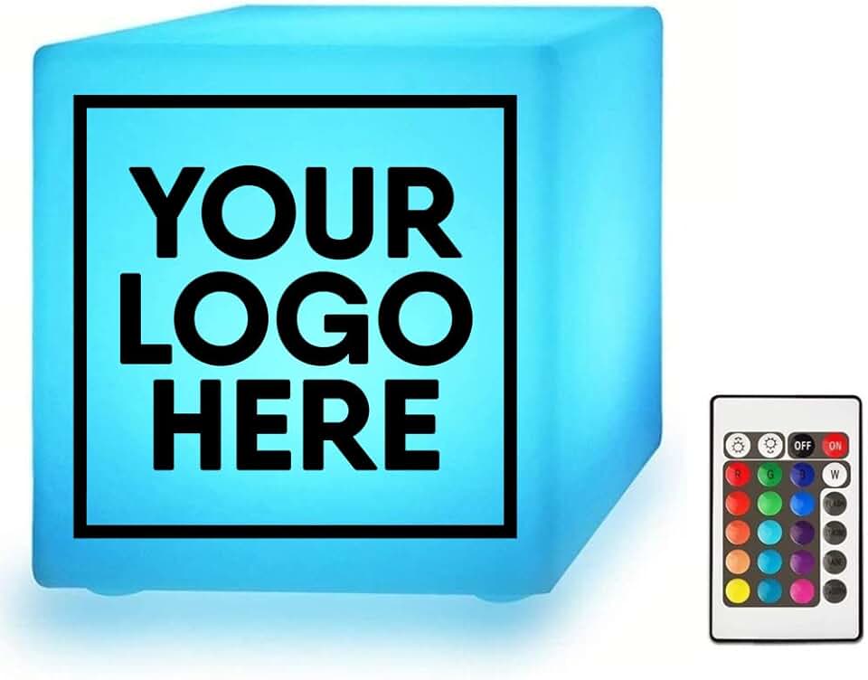 Custom Personalized LED Glowing Cube Box Stool w/Infrared Remote ...