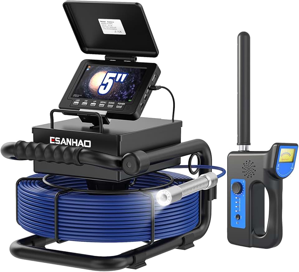 Sewer Camera with Locator Plumbing Camera 5" IPS Monitor and 100ft ...