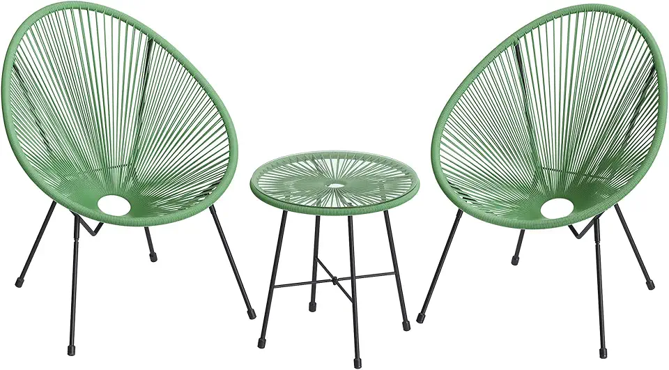 SONGMICS 3-Piece Outdoor Seating Acapulco Chair, Modern Patio Furniture ...