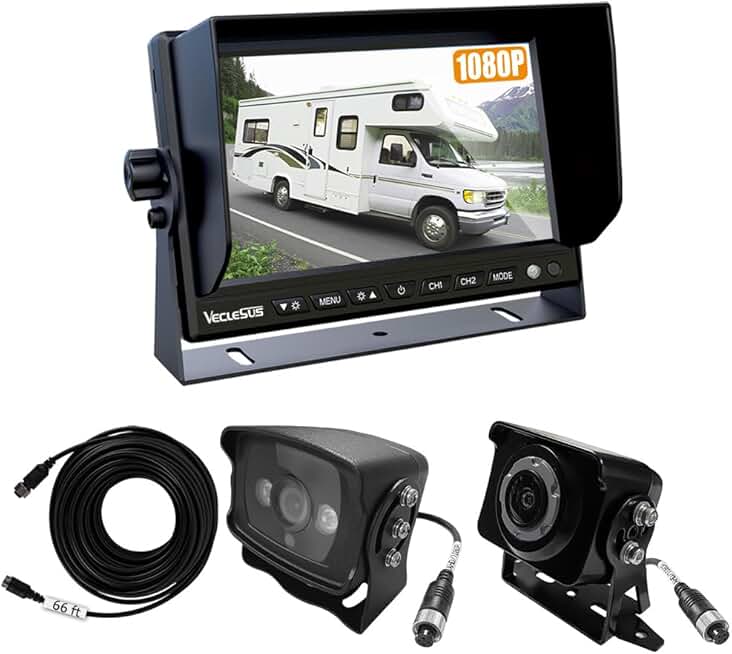 VMS 1080P HD Vehicle Backup Camera System, 2 Videos Signal Input, 7 ...