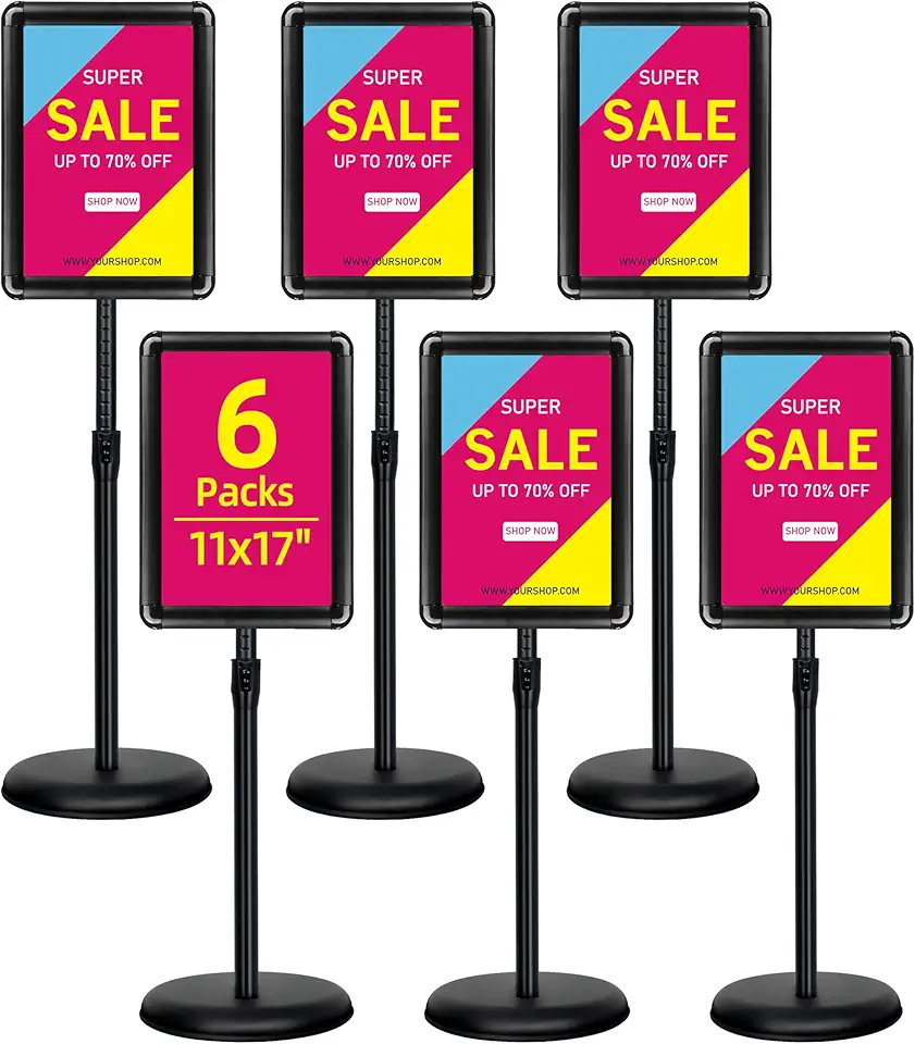 6Packs 11x17 Inch Adjustable Pedestal Poster Sign Stand, Heavy Duty ...