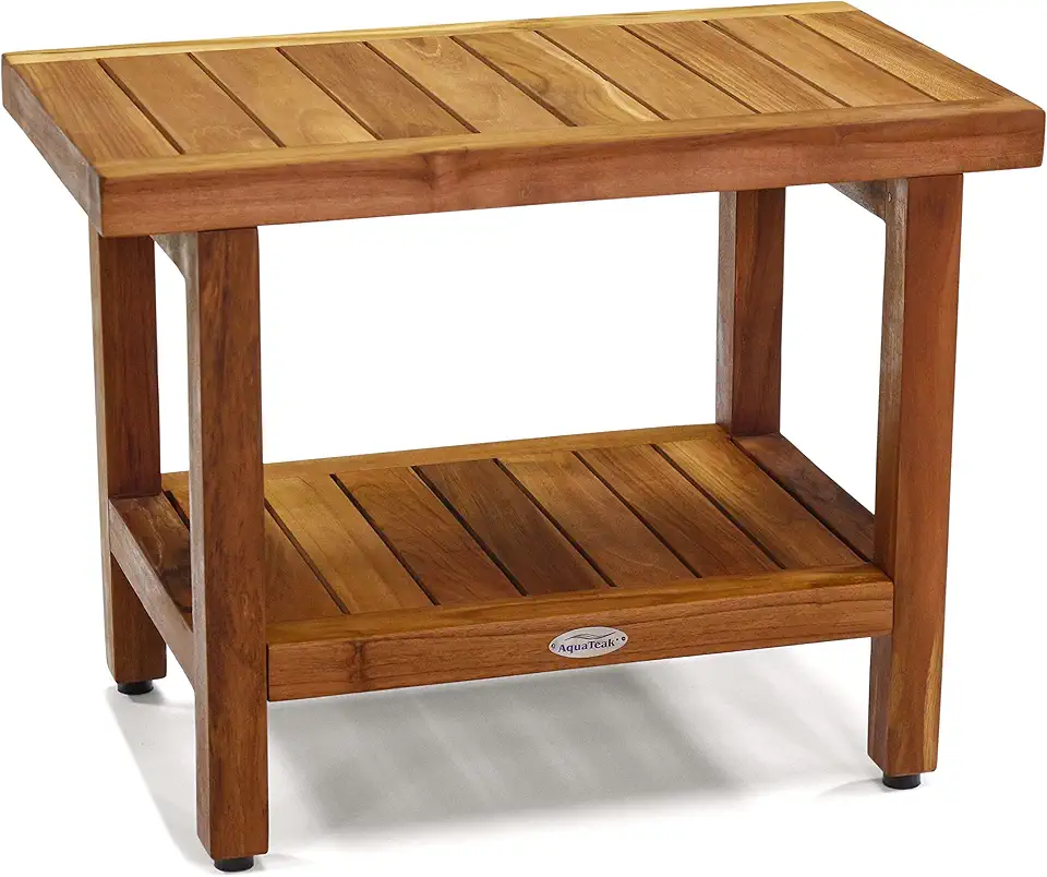 AquaTeak The Original 24" Spa Teak Shower Bench with Shelf - Costco Arizona