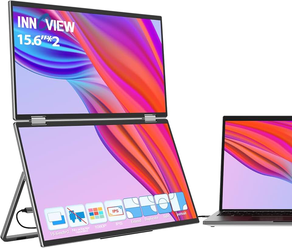InnoView Dual Portable Monitor 15.6" Laptop Screen Extender, Mac ...