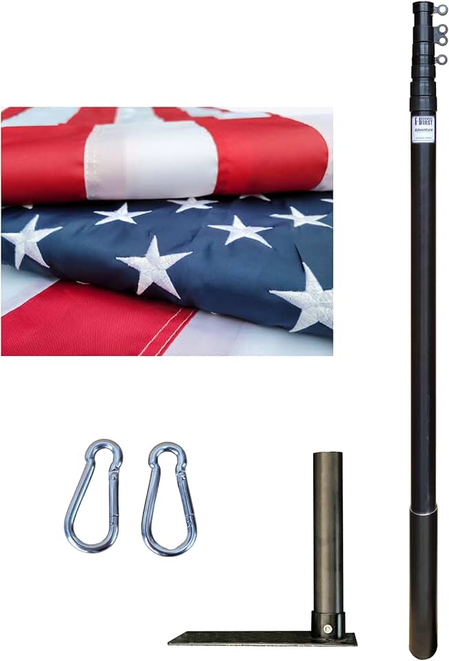 Service First Black Tailgate Bundle 20' Telescoping Flagpole Adventure ...