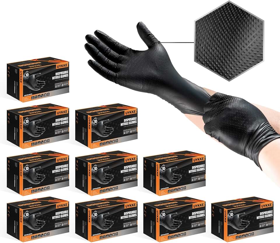 Nitrile Gloves HEAVY DUTY 10 Mil Industrial Disposable Gloves with ...