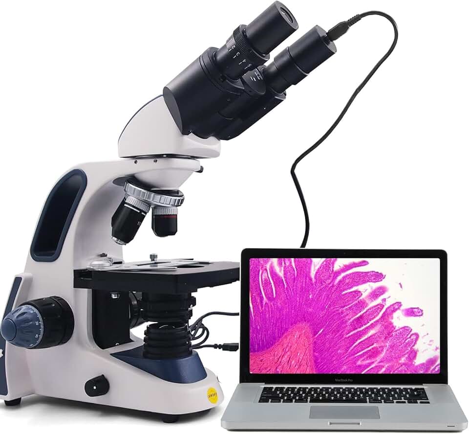 Swift SW380B Binocular Compound Microscope with 1.3MP Camera and 5 ...