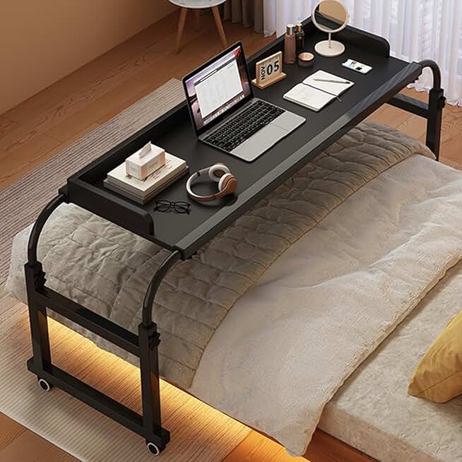 Lift cross-bed table adjustable laptop bed table Height and Length ...