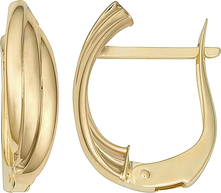 10k Yellow Gold Omega Back Hoop Earrings - Arizona Outlet