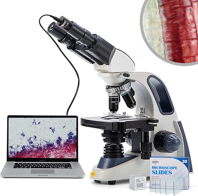 SWIFT SW380B 40X-2500X Magnification, Research-Grade Binocular Compound Lab Microscope ...