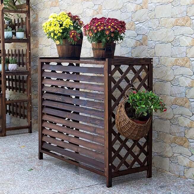 Wzglod Air Conditioner Fence, Air Conditioner Flower Rack Outdoor Air ...