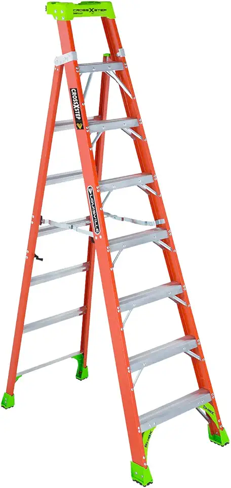 Louisville Ladder 8-foot Fiberglass Cross Step Ladder, 300-Pound Load ...