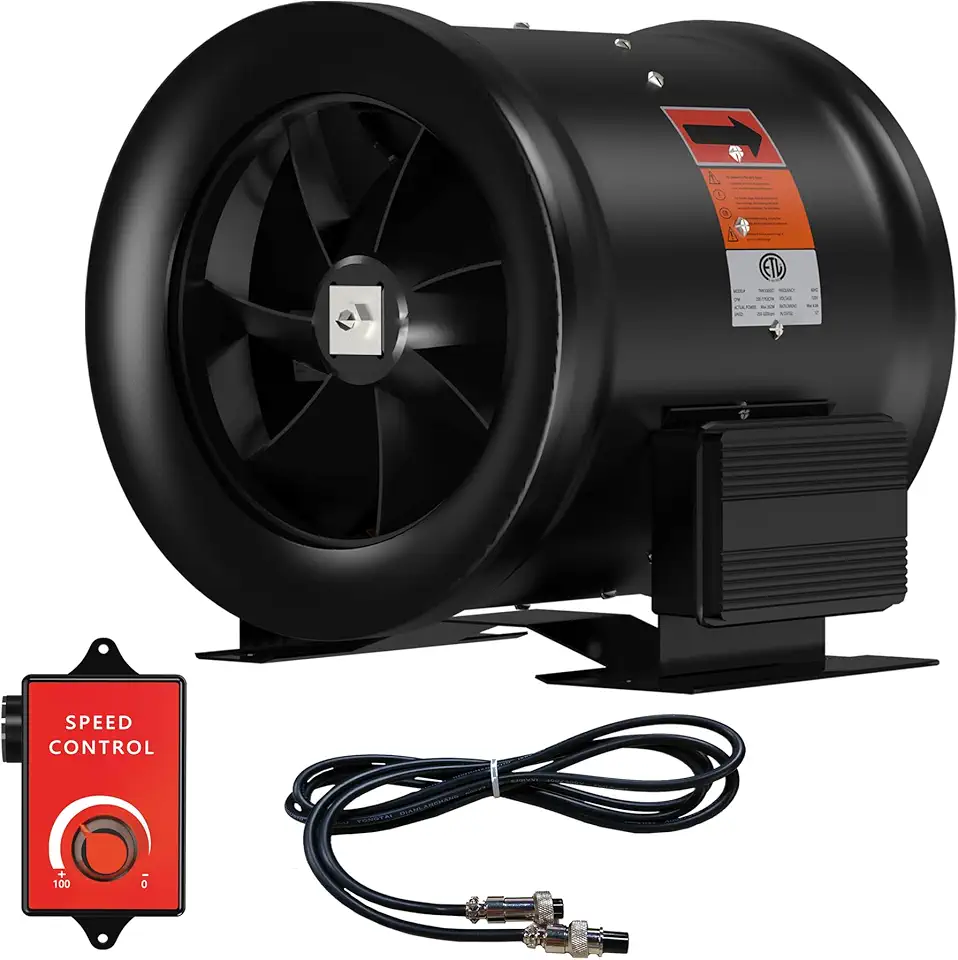 12 Inch Inline Duct Fan with Speed Controller - EC Motor Ventilation ...