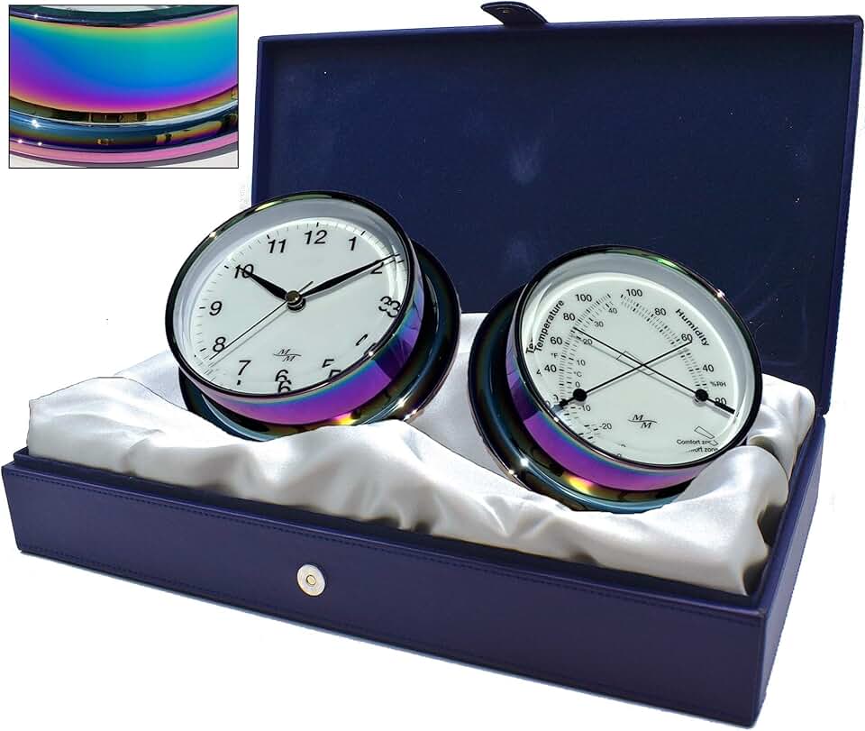 Polar Sky Collection Gift Set, 5.75” Diameter Clock and Comfort Meter ...