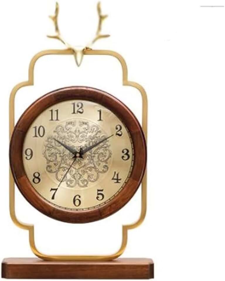 Solid Wood Brass Clock, Double-Sided Table Clock, Living Room Desk ...