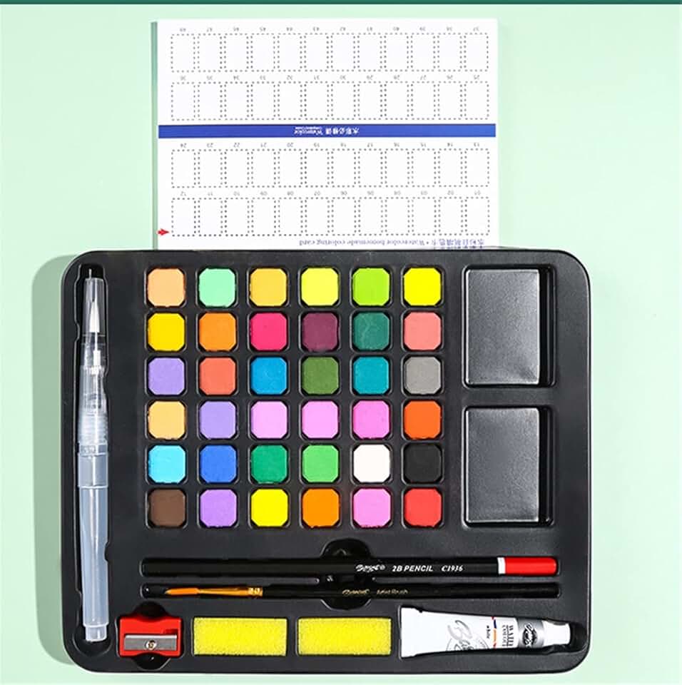 Pigment Solid Watercolor Paint Set Beginner Powder Cake Gouache Painting Art School Supplies ...