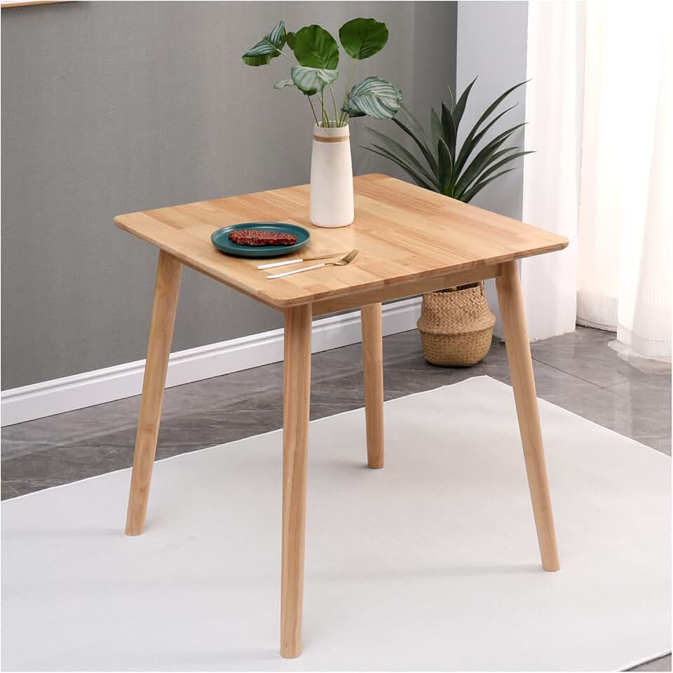 27.6" Small Square Wooden Dining Table for 2, Space-Saving Natural ...