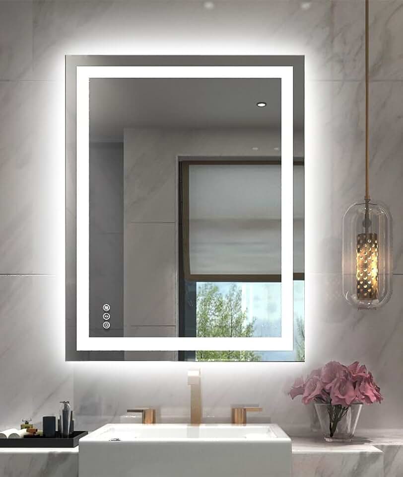 Amorho LED Bathroom Mirror 24"x 36" with Front and Backlight, Stepless ...