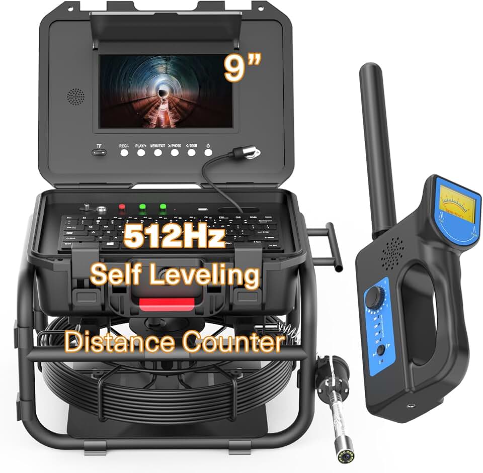 Sewer Camera with Locator, Distance Counter, Self-Leveling and 512hz ...