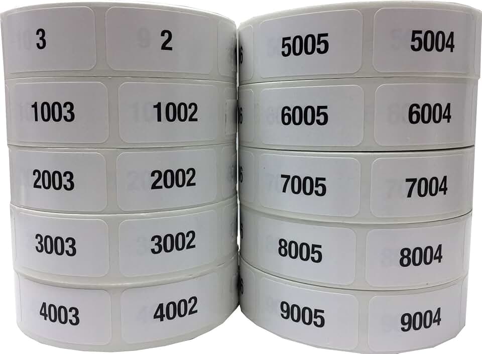 Consecutive Number Labels Bulk Pack Numbers 1 Through 10,000 White ...