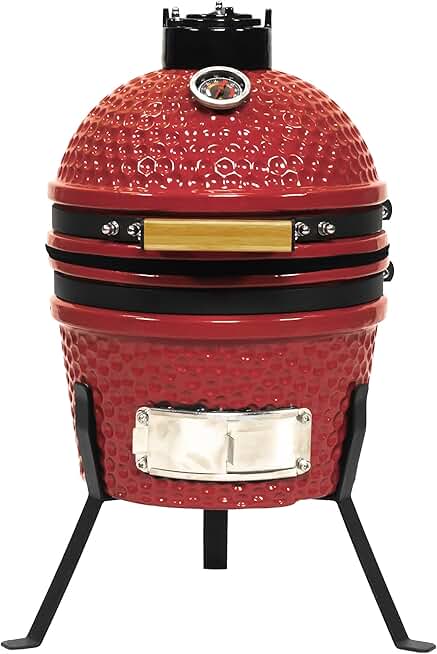 VESSILS Ceramic Charcoal Kamado Grill - Tabletop 5-in-1 Charcoal BBQ ...