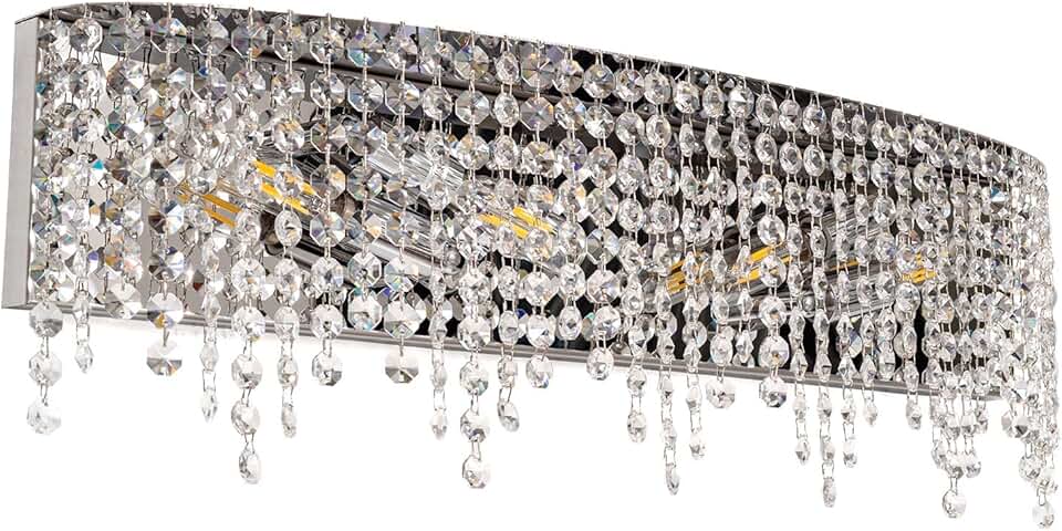 Bathroom Vanity Light Fixtures with Crystals, 24 inch, Chrome Bathroom ...