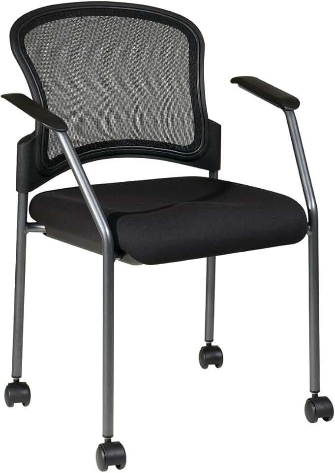 Office Star ProGrid Mesh Back Deluxe Stacking Visitor's Chair with ...