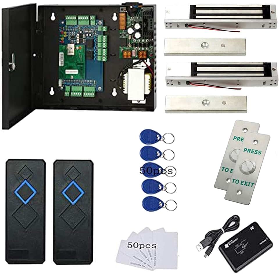 2 Door Access Control Panel System Kits with 600lbs Waterproof Magnetic ...