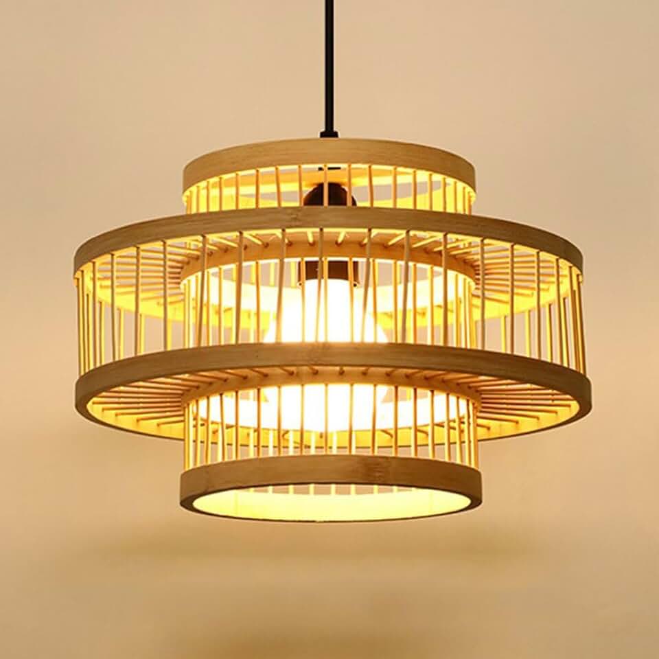 Chinese Style Chandelier Bamboo Basket Lamp Shade 1-Lights Bamboo Cage ...